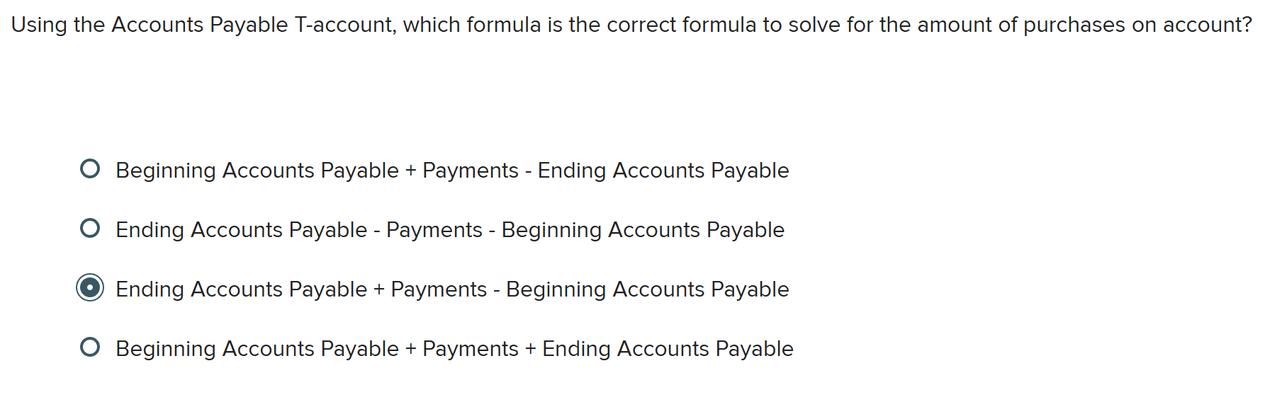 Solved Using the Accounts Payable T-account, which formula | Chegg.com