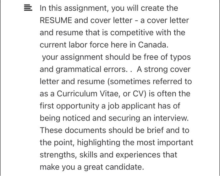 In this assignment, you will create the RESUME and | Chegg.com