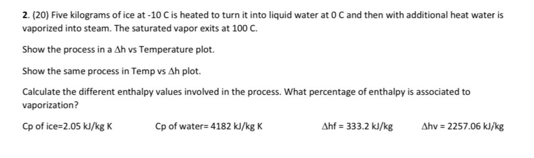 (20) ﻿Five kilograms of ice at -10C ﻿is heated to | Chegg.com