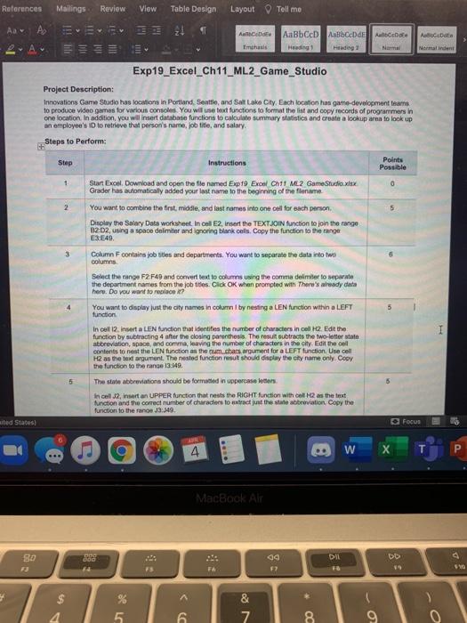 References Mailings Review View Table Design Layout | Chegg.com