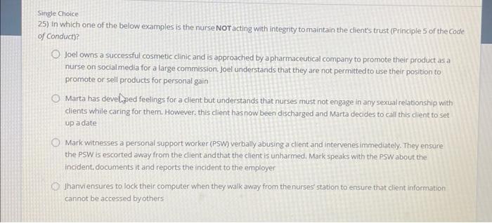 Solved Single Choice 25) In which one of the below examples | Chegg.com