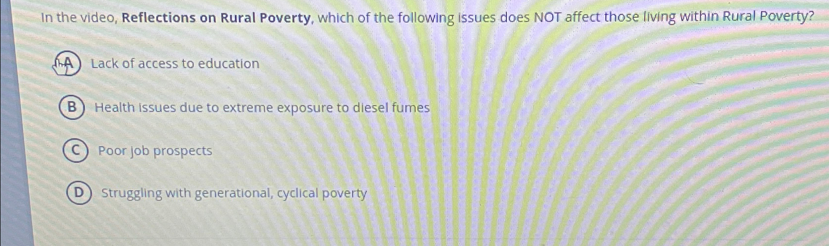 Solved In the video, Reflections on Rural Poverty, which of | Chegg.com