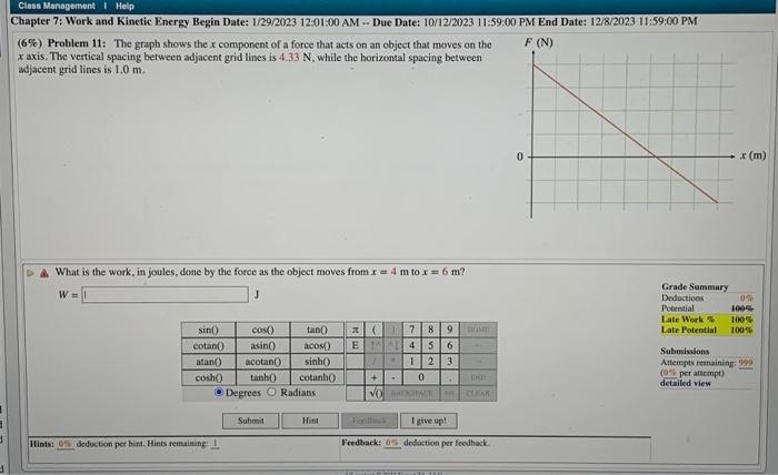 Solved (6\%) Problem 11: The graph shows the x component of | Chegg.com Solved (6\%) Problem 11: The graph shows the x component of | Chegg.com