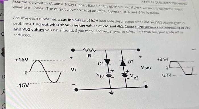 Solved Assume we want to obtain a 2-way clipper. Based on | Chegg.com