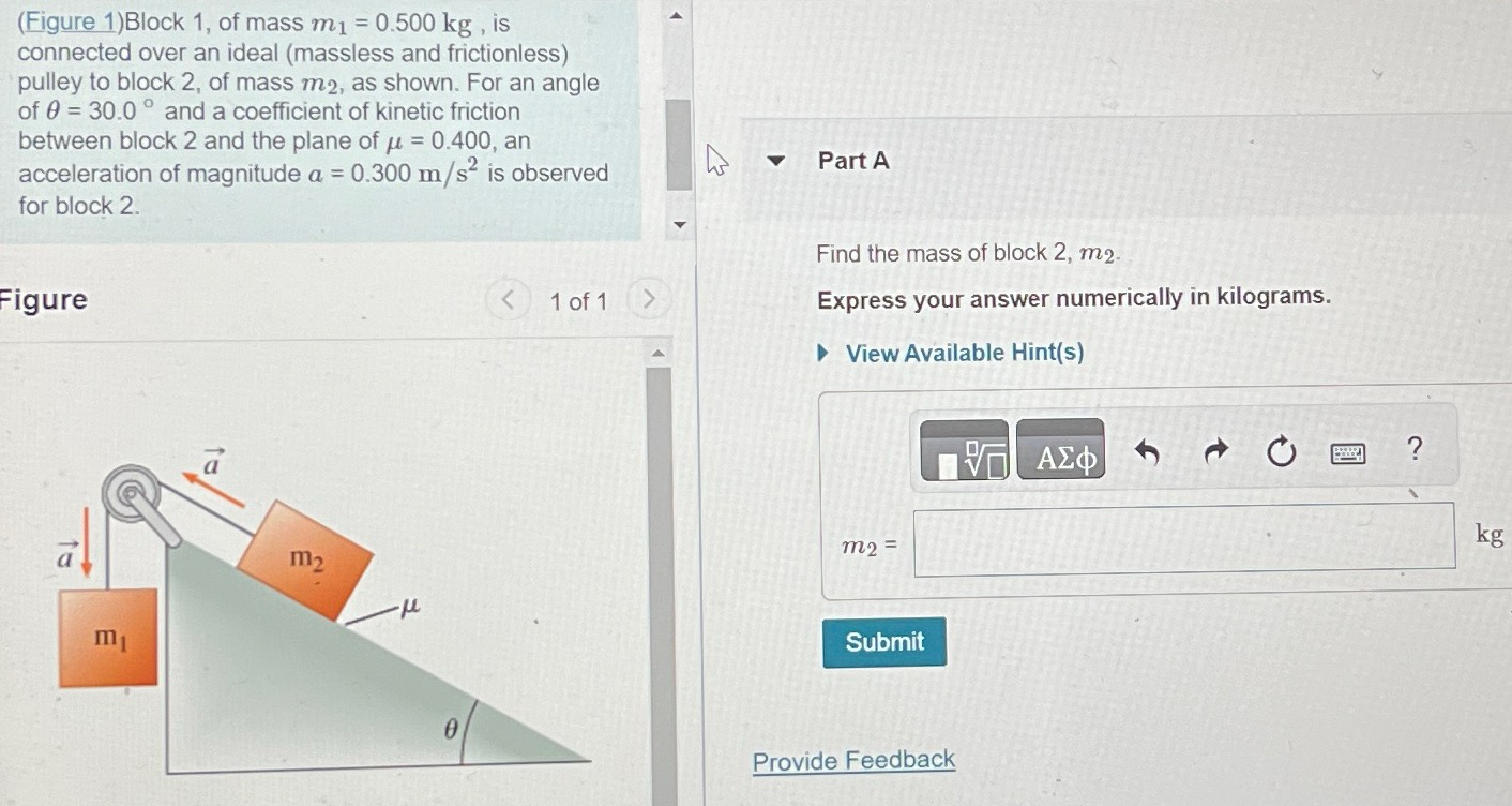 Solved (Figure 1)Block 1 , ﻿of mass m1=0.500kg, ﻿is | Chegg.com