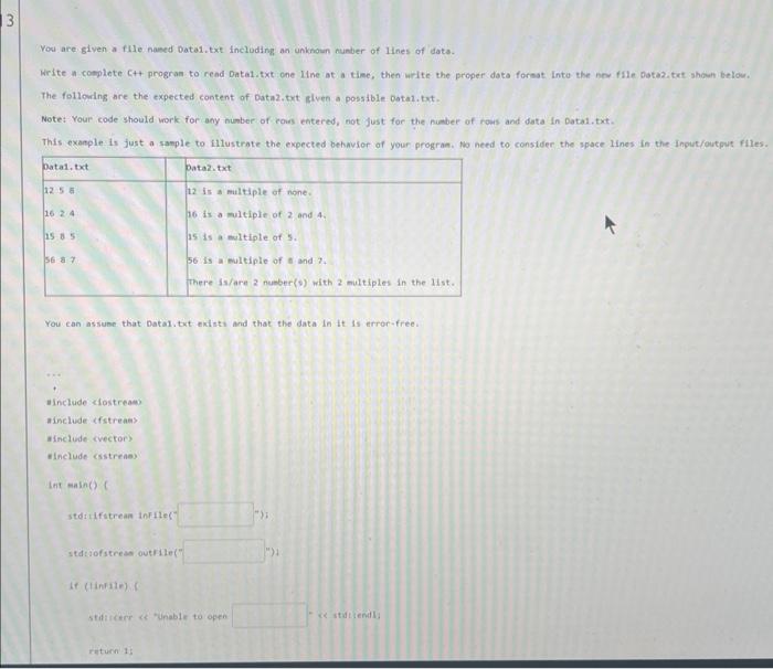 Solved You are given a flle nawed Data1,txt incloding an | Chegg.com