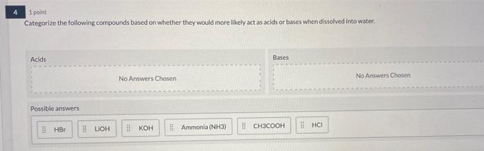 Solved 1 point Categorize the following compounds based on | Chegg.com
