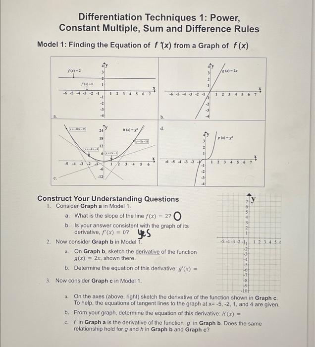 Solved Differentiation Techniques 1: Power, Constant | Chegg.com