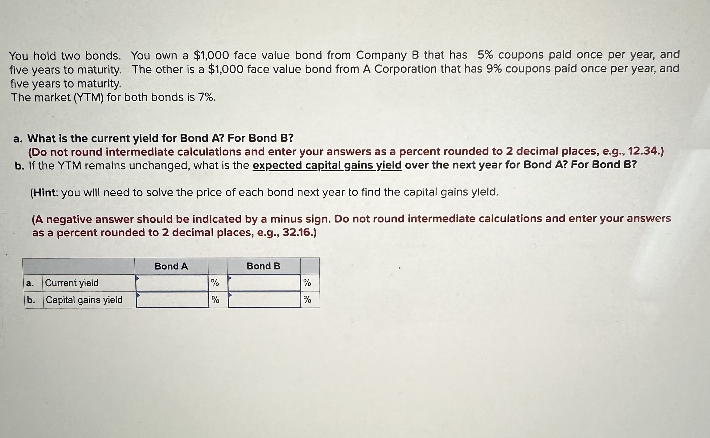 Solved You hold two bonds. You own a $1,000 ﻿face value bond | Chegg.com