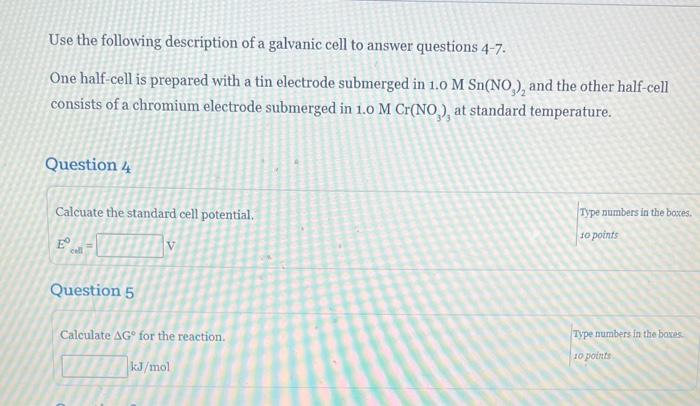 Solved Question 2 Given the following cell notation for a | Chegg.com