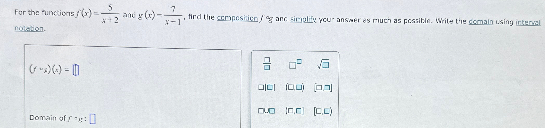 Solved notation.(f@g)(x)=Domain of f@g ﻿: | Chegg.com