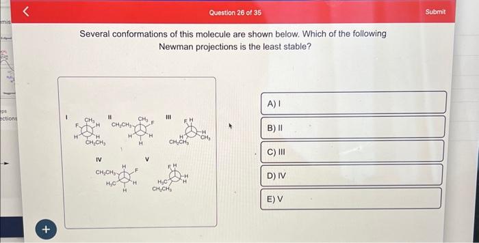 Solved Several conformations of this molecule are shown | Chegg.com