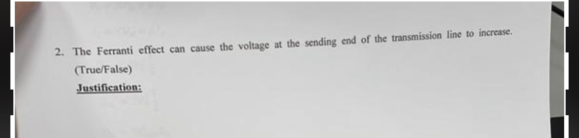 Solved The Ferranti effect can cause the voltage at the | Chegg.com
