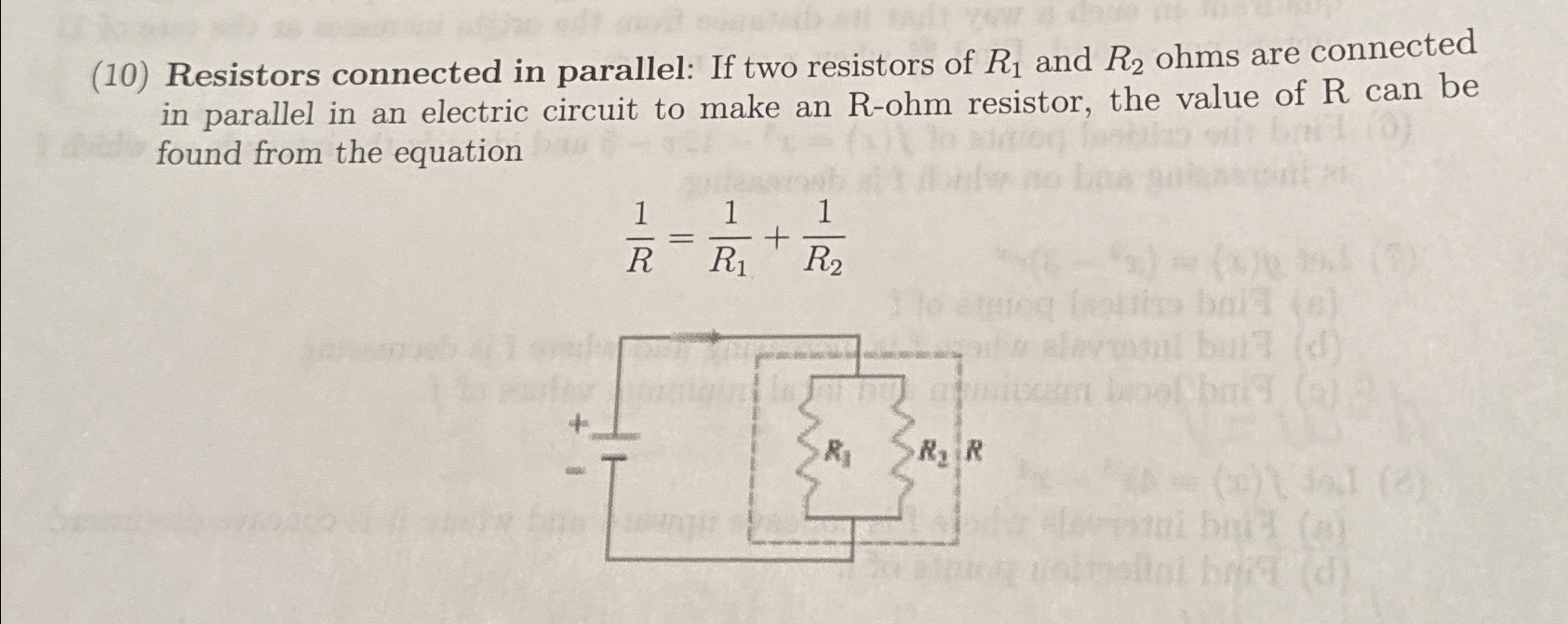 Solved (10) ﻿Resistors connected in parallel: If two | Chegg.com