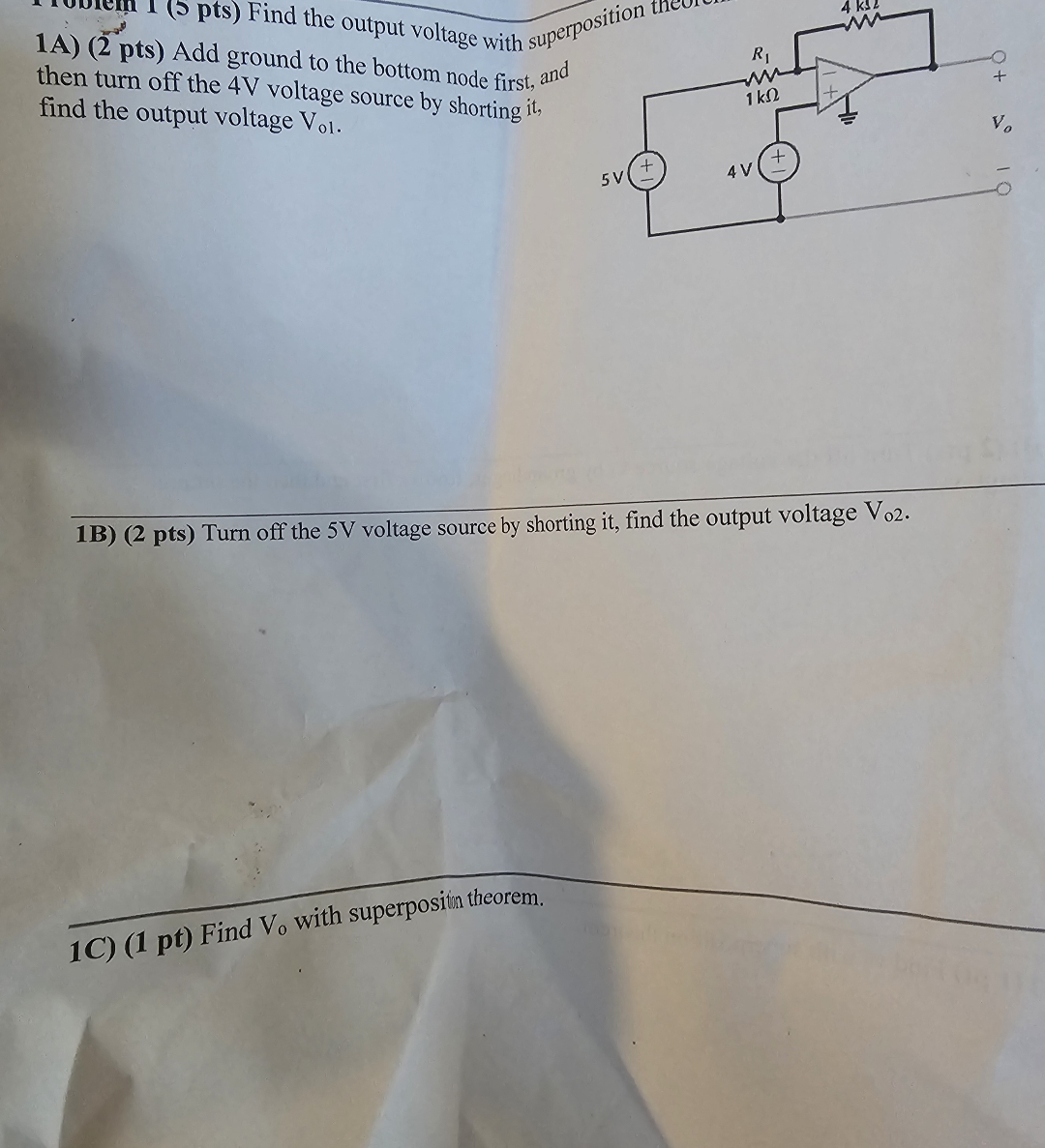 Solved 1A) ( 2 ﻿pts) ﻿Add ground to the output voltage with | Chegg.com