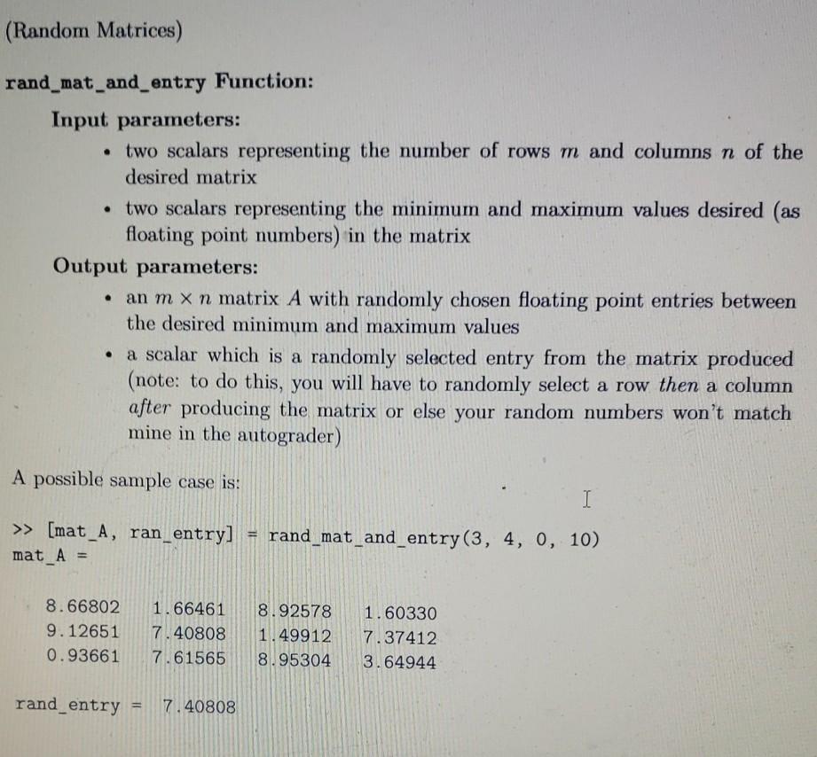 Solved (Random Integer Matrices) In this question, you'll | Chegg.com