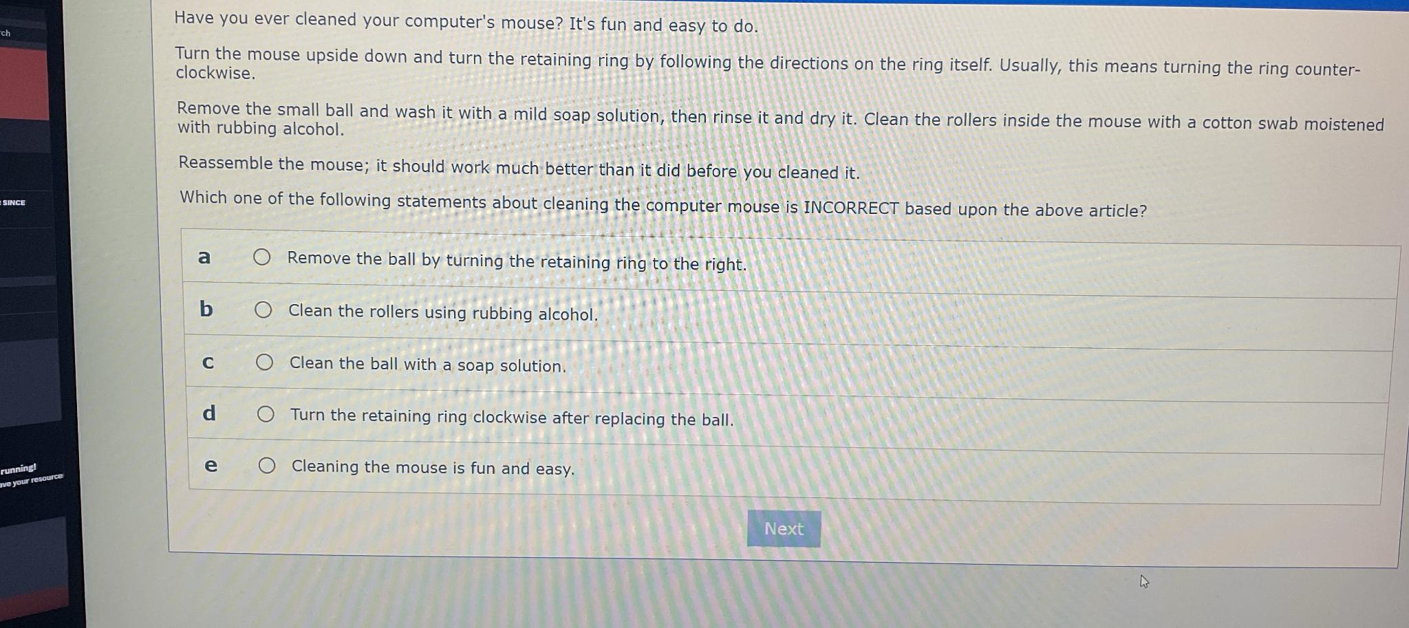 Solved Have you ever cleaned your computer's mouse? It's fun | Chegg.com