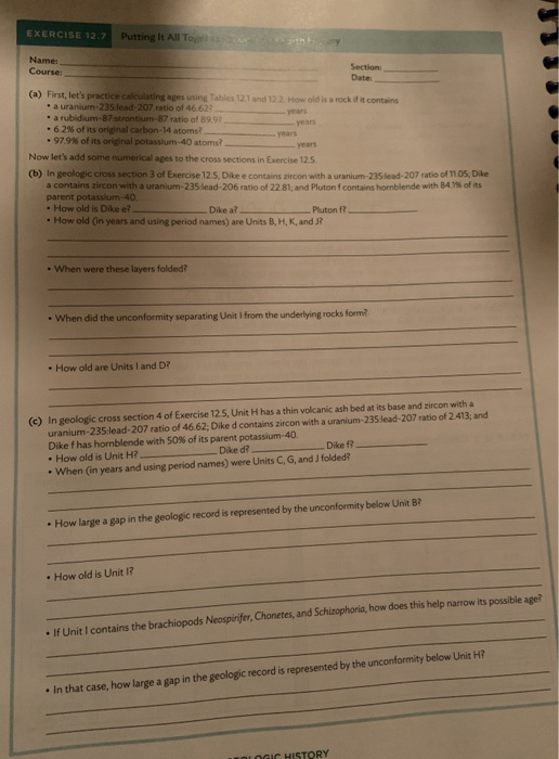 Solved EXERCISE 12.7 Putting It All To Name: Course: | Chegg.com