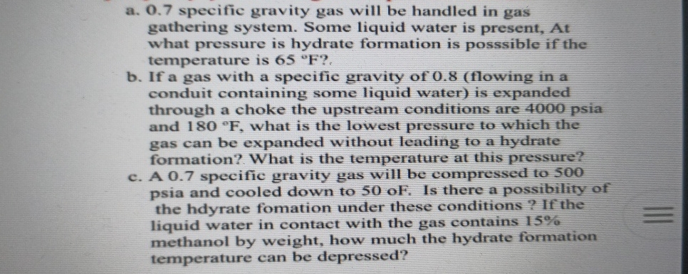 Solved a. 0.7 ﻿specific gravity gas will be handled in gas | Chegg.com