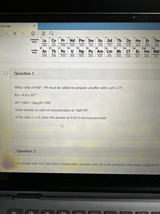 Solved What ratio of NaF : HF must be added to prepare a | Chegg.com
