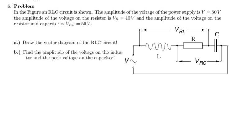 Solved 6. Problem In the Figure an RLC circuit is shown. The | Chegg.com