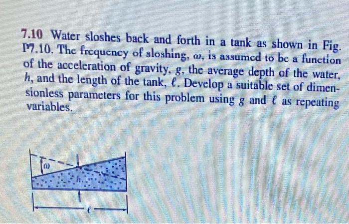 Solved 7.10 Water sloshes back and forth in a tank as shown | Chegg.com