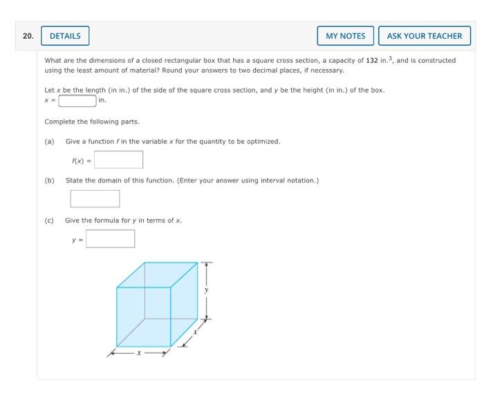 Solved . 20. DETAILS MY NOTES ASK YOUR TEACHER What are the | Chegg.com