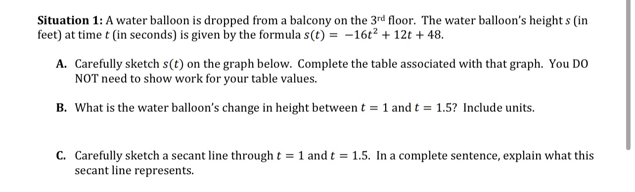 Solved Situation 1: A water balloon is dropped from a | Chegg.com