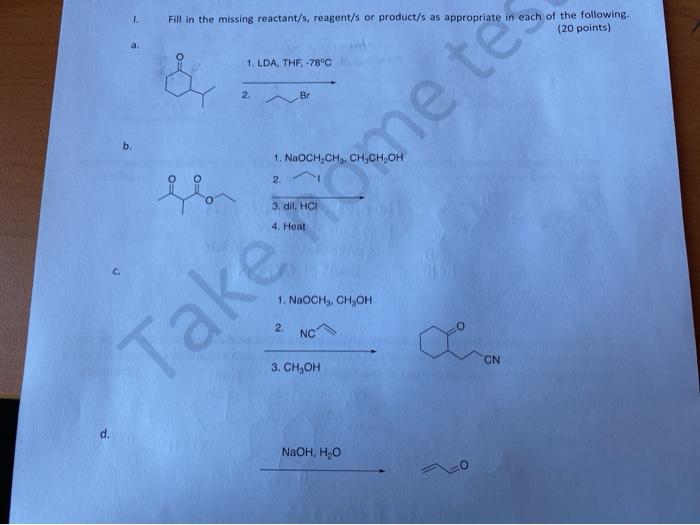 Solved Fill in the missing reactant/s, reagent/s or | Chegg.com