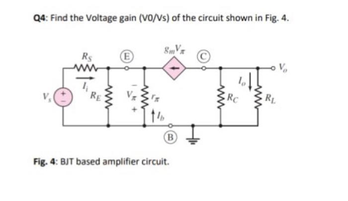 Solved Q4: Find the Voltage gain (V0/Vs) of the circuit | Chegg.com