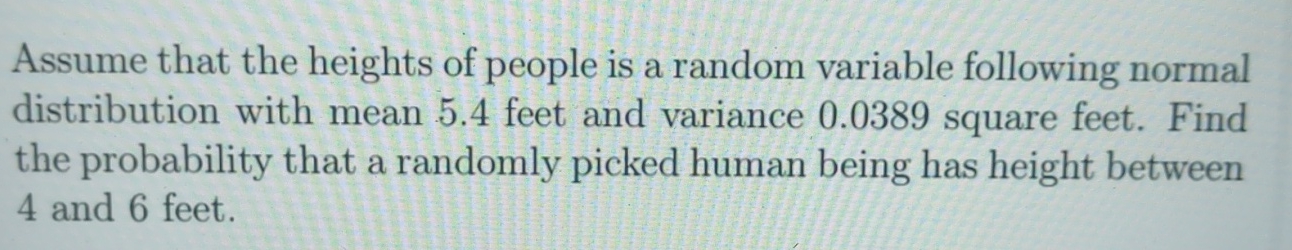 Solved Assume that the heights of people is a random | Chegg.com