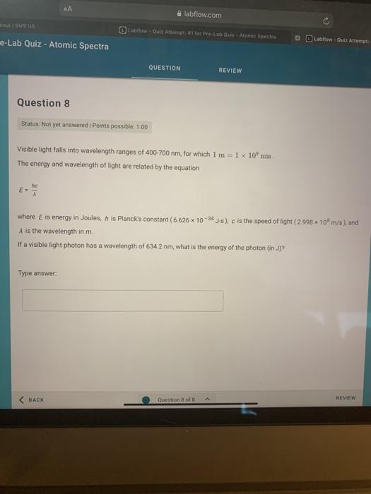 Solved АА labflow.com LabtowQuAgt for Pe-La Quistole Spectra | Chegg.com