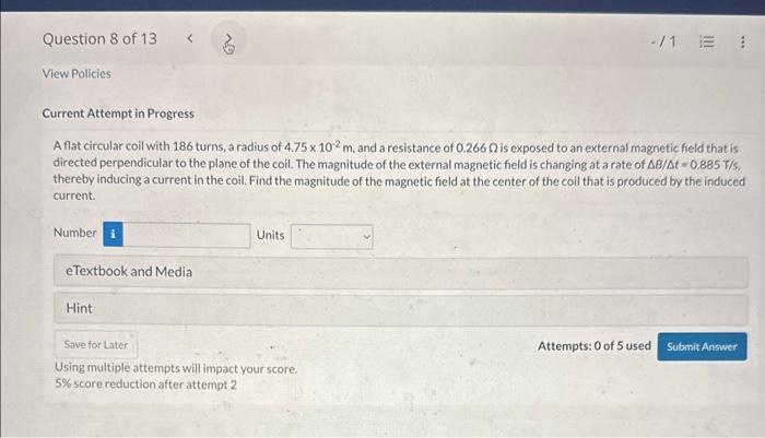 Solved A flat circular coil with 186 turns, a radius of | Chegg.com