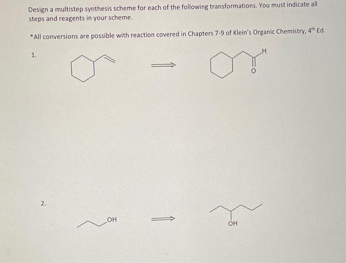 Solved Design a multistep synthesis scheme for each of the | Chegg.com