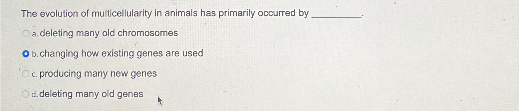 Solved The evolution of multicellularity in animals has | Chegg.com