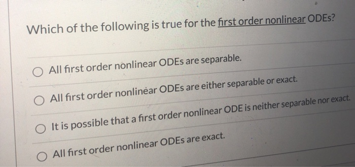 Solved Which of the following is true for the first order | Chegg.com