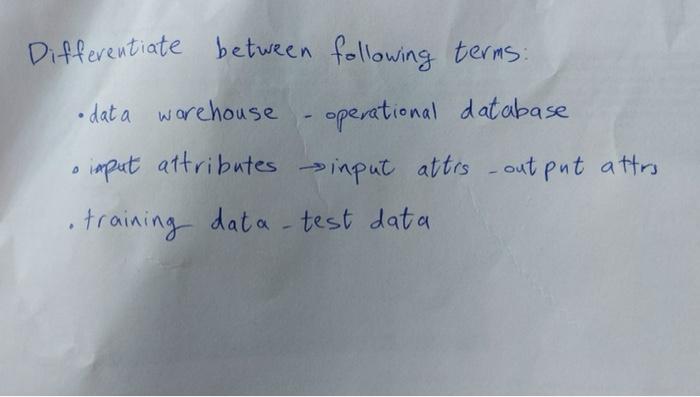 Solved Differentiate between following terms: - data | Chegg.com
