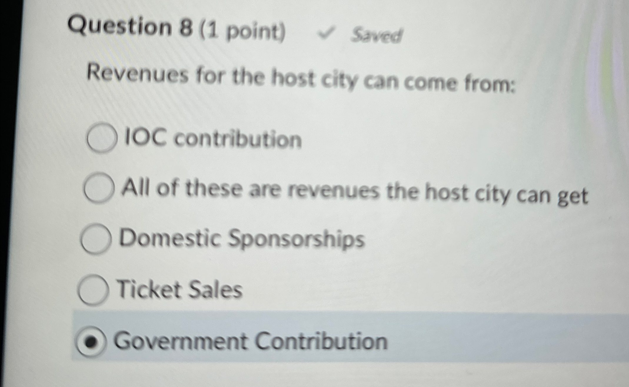 Solved Question 8 (1 ﻿point) ﻿SavedRevenues for the host | Chegg.com