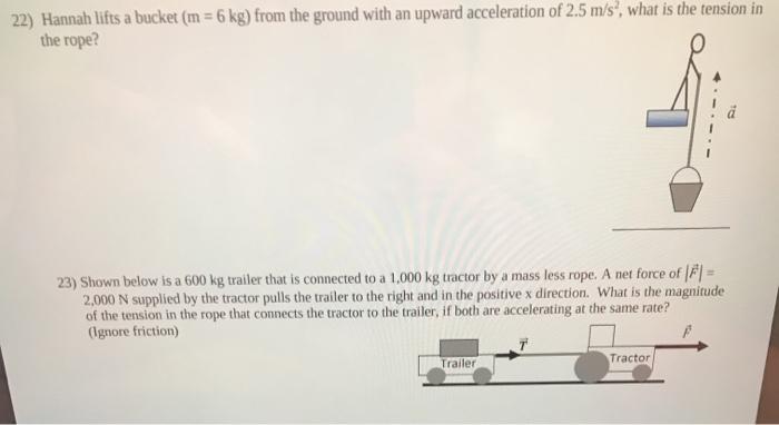 Solved 22) Hannah lifts a bucket (m = 6 kg) from the ground | Chegg.com