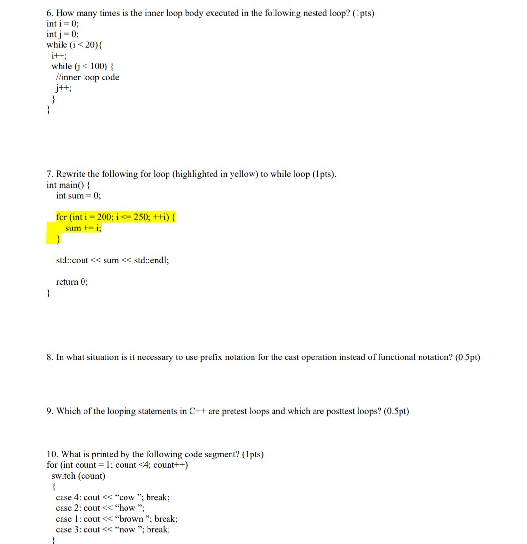 Solved How many times is the inner loop body executed in the | Chegg.com