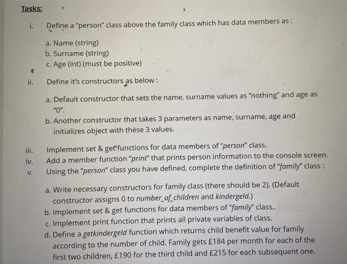 Solved Consider the following class: class family { int | Chegg.com