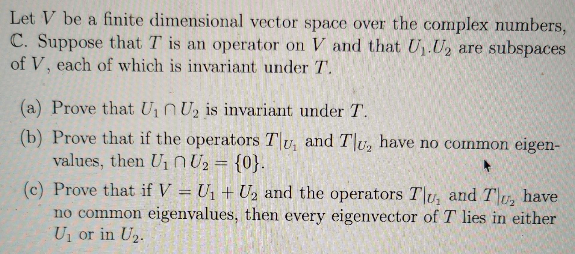Solved Let V be a finite dimensional vector space over the | Chegg.com