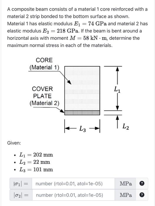 Solved A composite beam consists of a material 1 core | Chegg.com