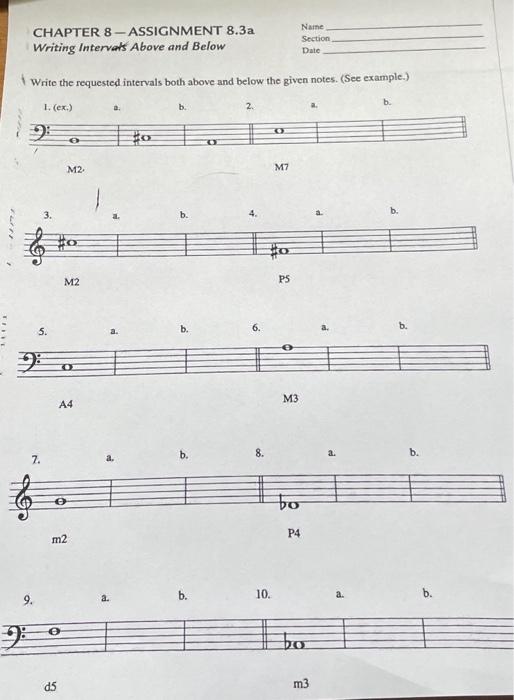 Write the specific name of each interval (M3, P4, | Chegg.com