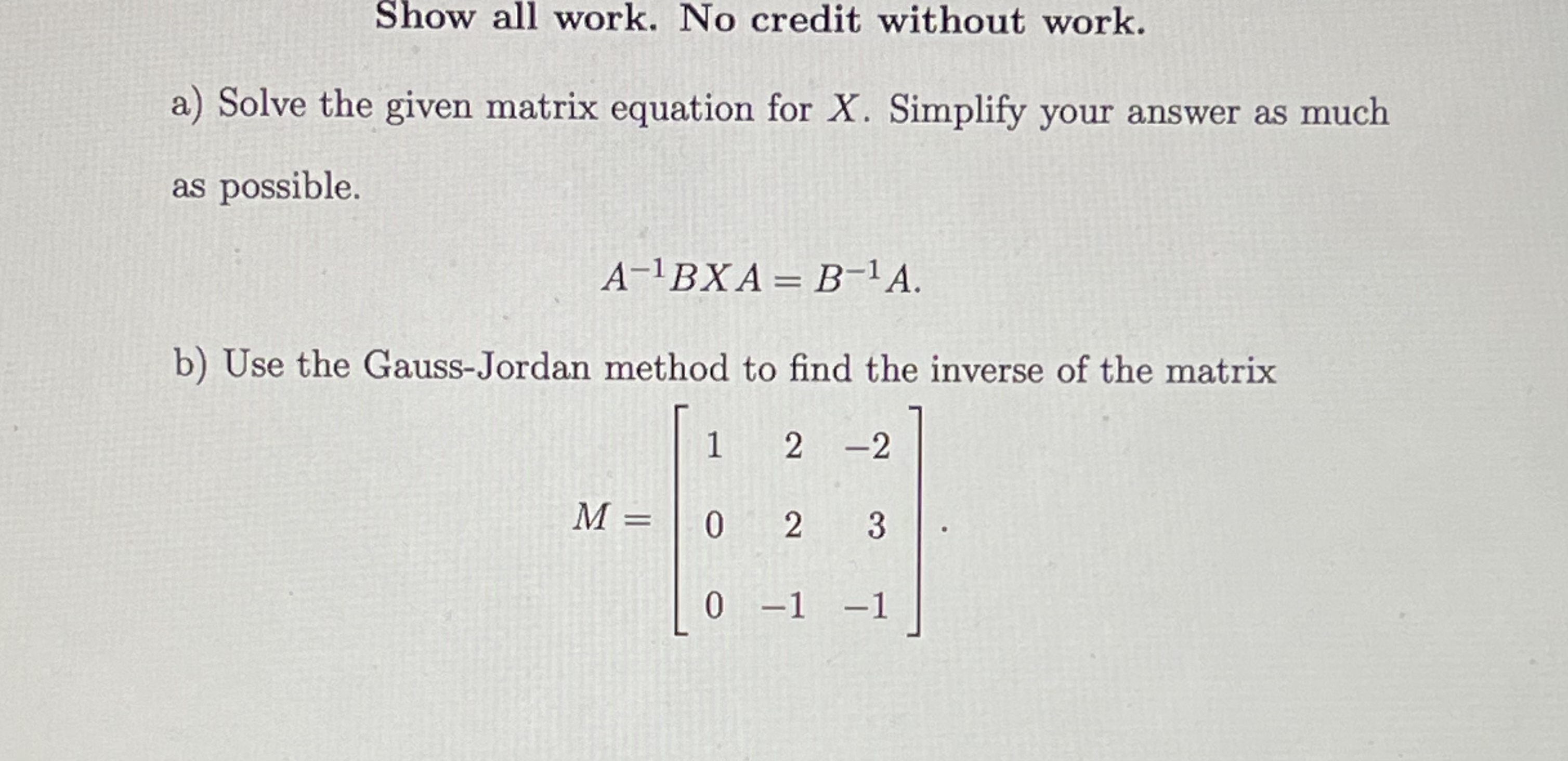 Solved Show all work. No credit without work.a) ﻿Solve the | Chegg.com