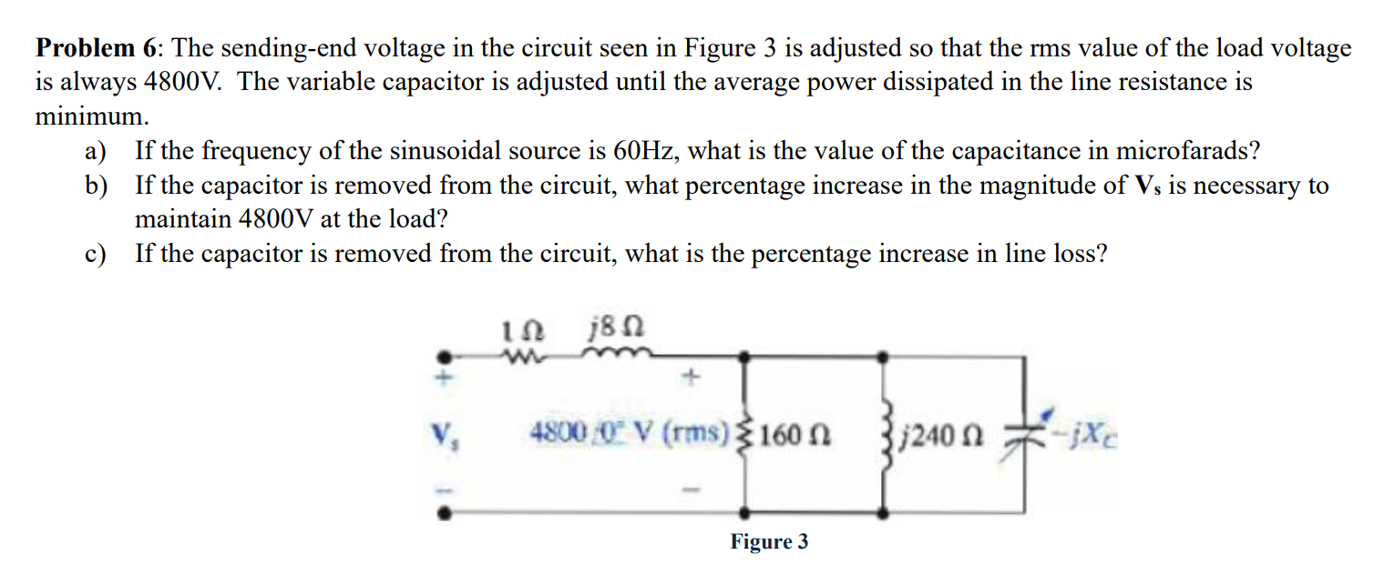 Problem 6: The sending-end voltage in the circuit | Chegg.com