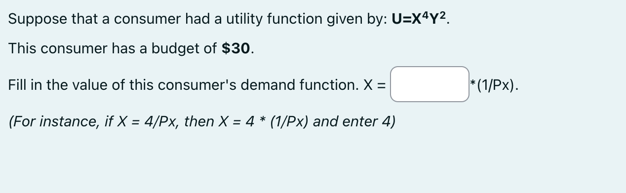 Solved Suppose that a consumer had a utility function given | Chegg.com
