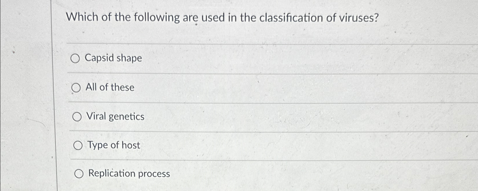 Solved Which of the following are used in the classification | Chegg.com