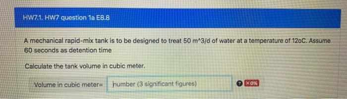Solved A mechanical rapid-mix tank is to be designed to | Chegg.com