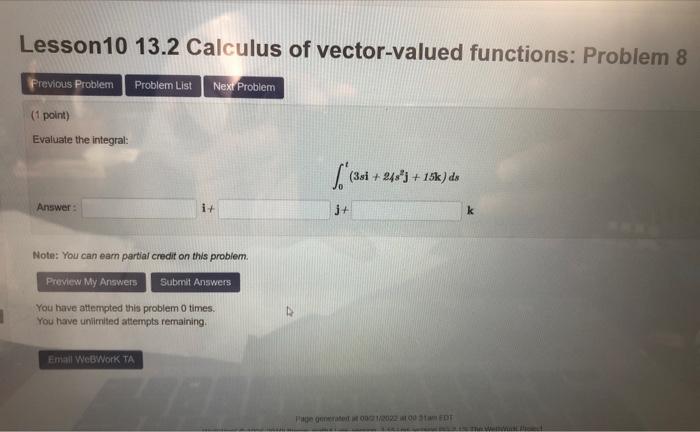 Solved Lesson10 13.2 Calculus of vector-valued functions: | Chegg.com